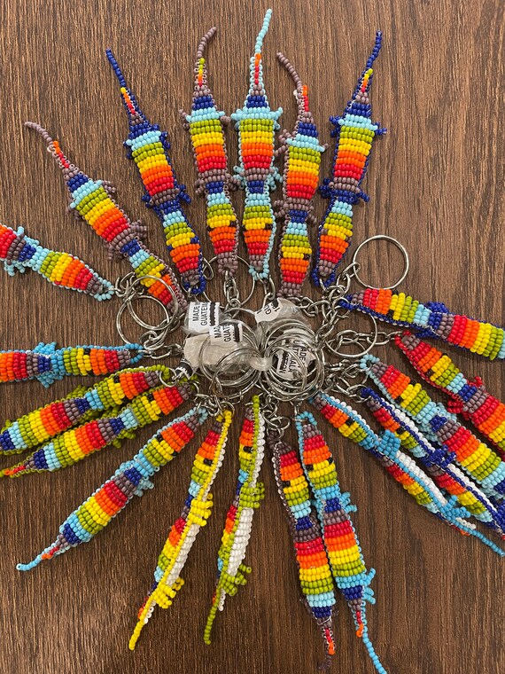 Rainbow Gecko Beaded Keychain - Etsy