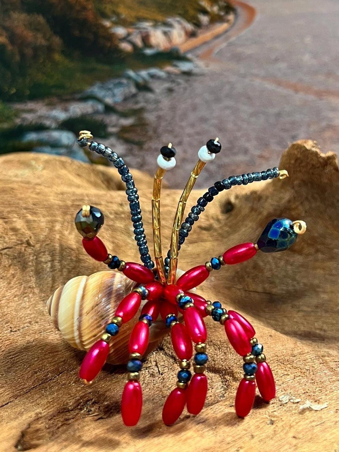 Handmade Beaded Hermit Crab (red, Blue) - Etsy