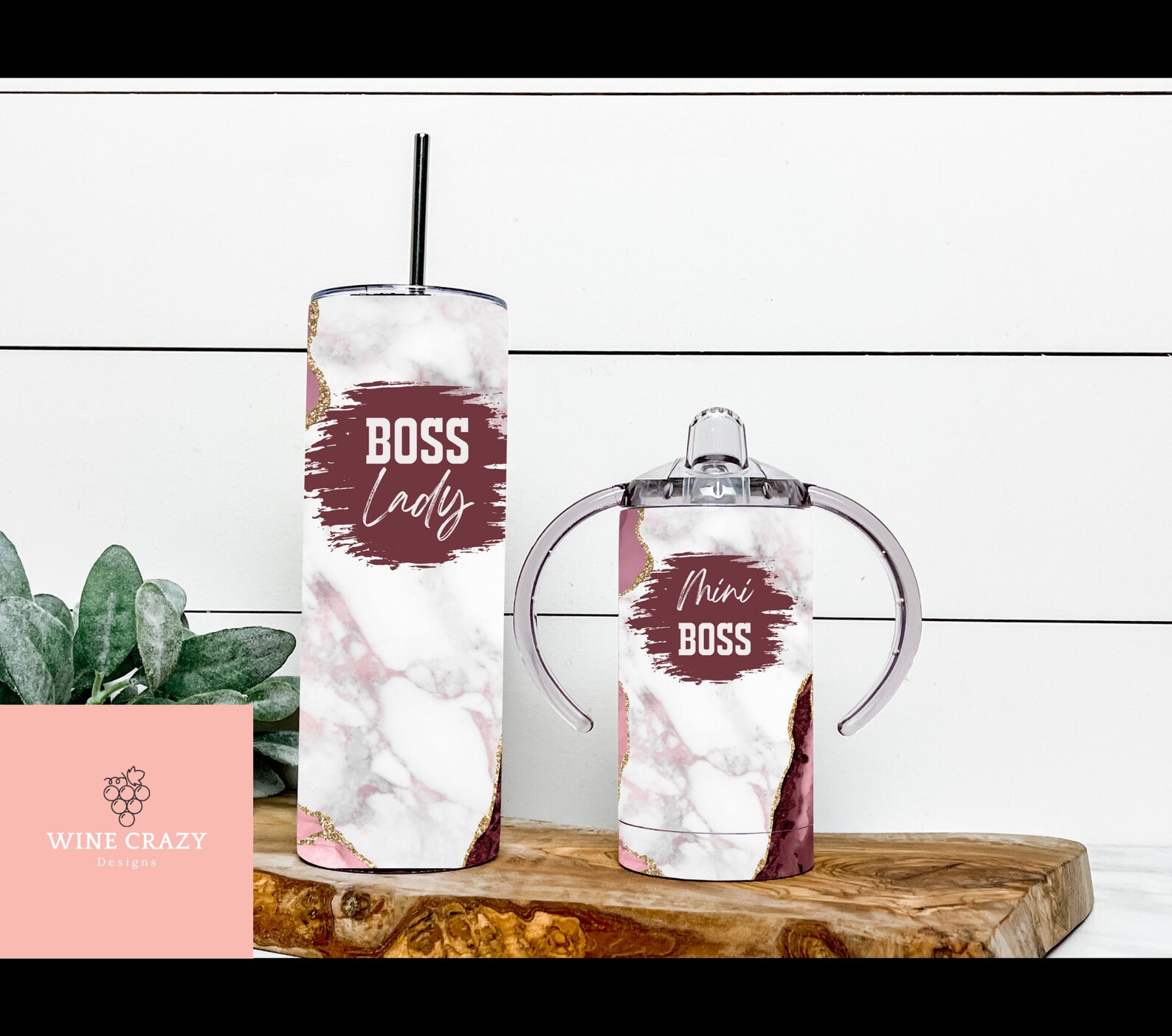Boss Lady Mini Boss Mommy And Me Pink Geode Png Tumbler Wrap Sippy Cup