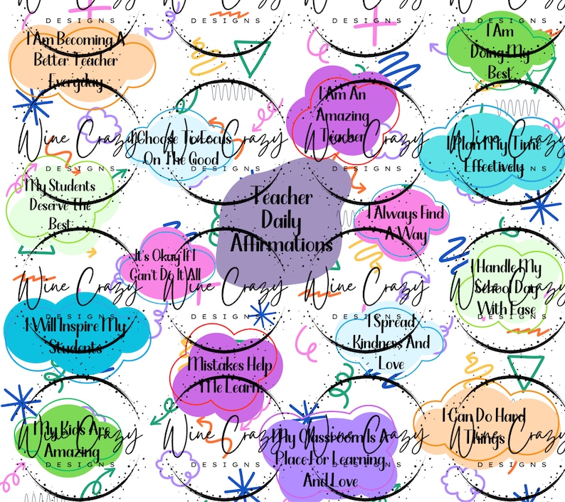 Daily Teacher Affirmations | 20oz Skinny Tumbler | Digital Download ...