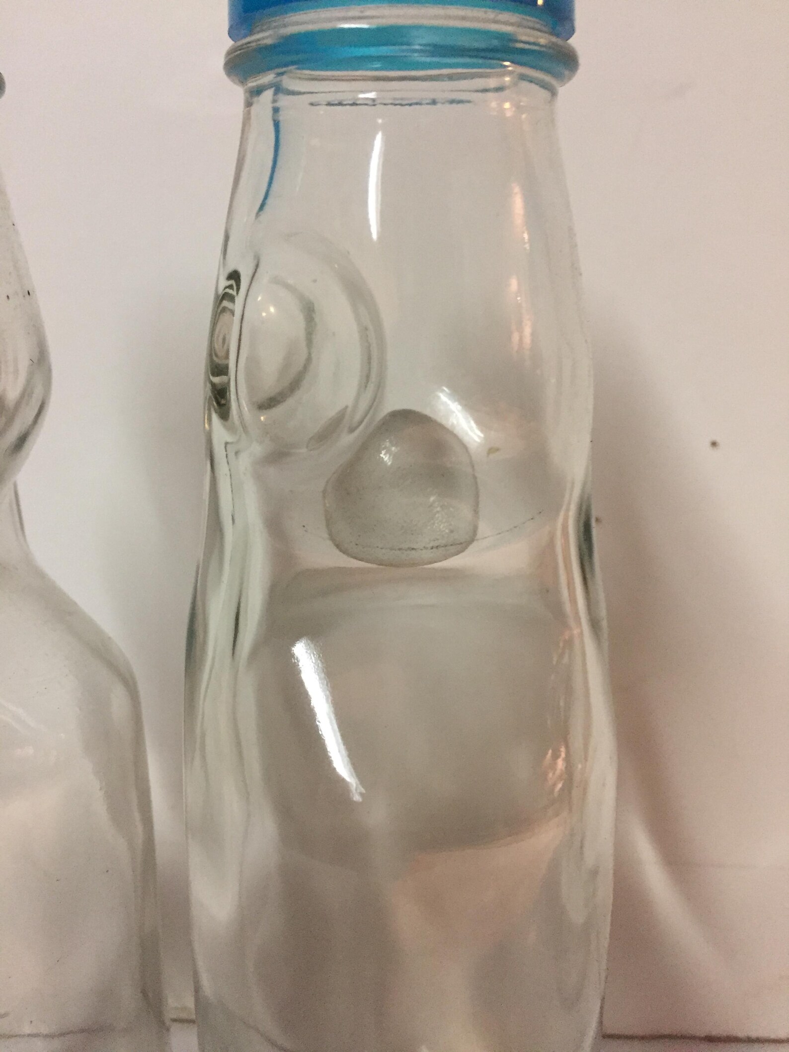2 Clear Glass Vintage Ramune Japanese Codd Neck Soda Bottles With ...