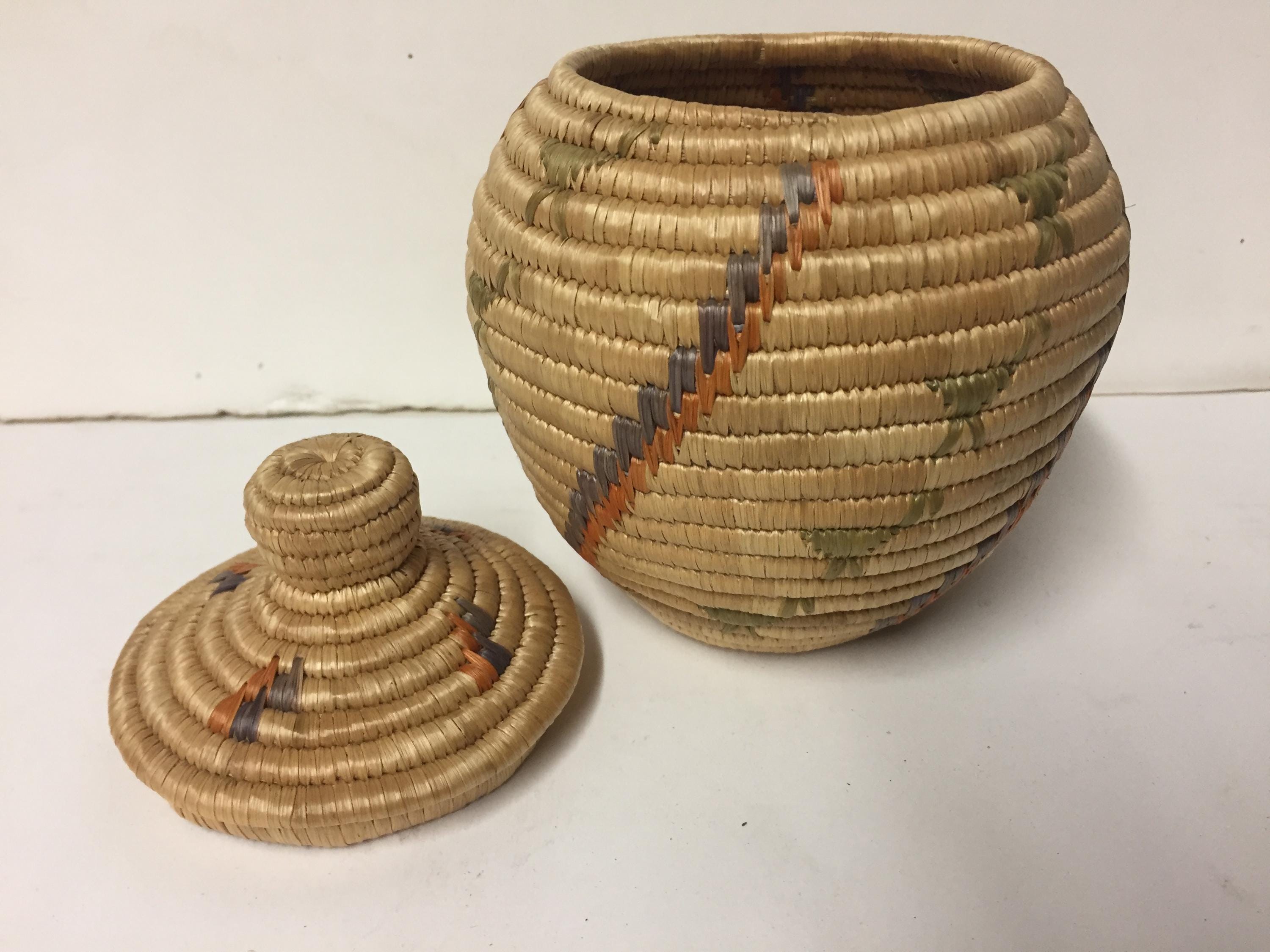 Alaskan Woven Grass Basket With Lid - Etsy