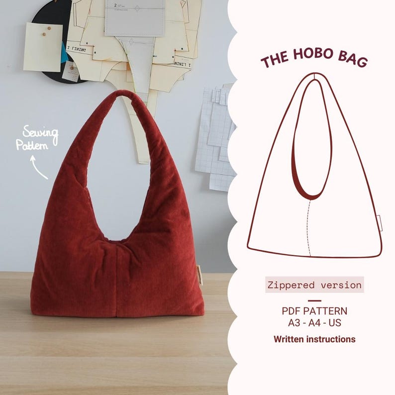 THE HOBO BAG (zippered Version) - Digital Sewing Pattern - Etsy