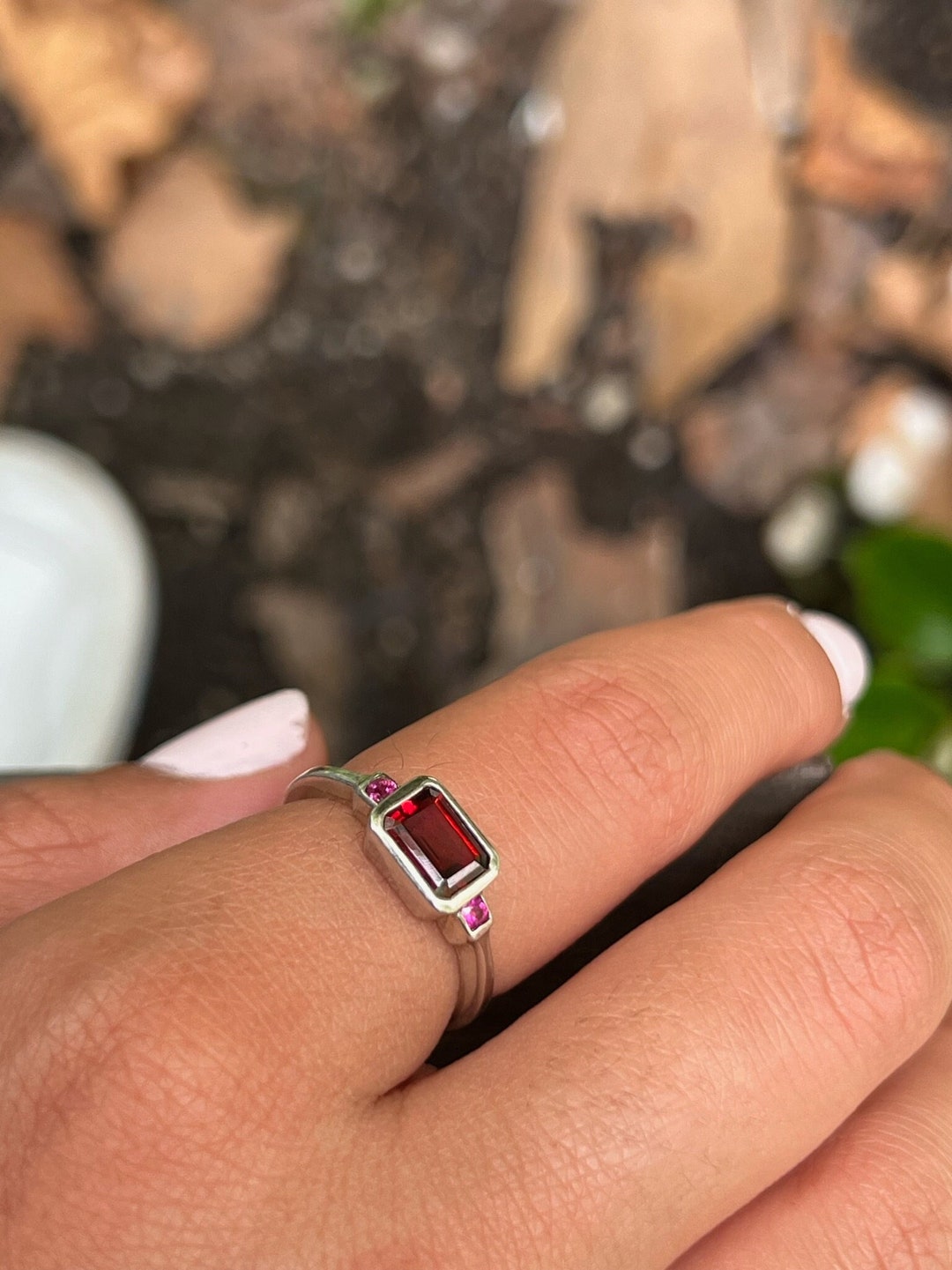Natural Garnet & Ruby Ring in Solid 925 Sterling Silver 1.3tcw Natural ...