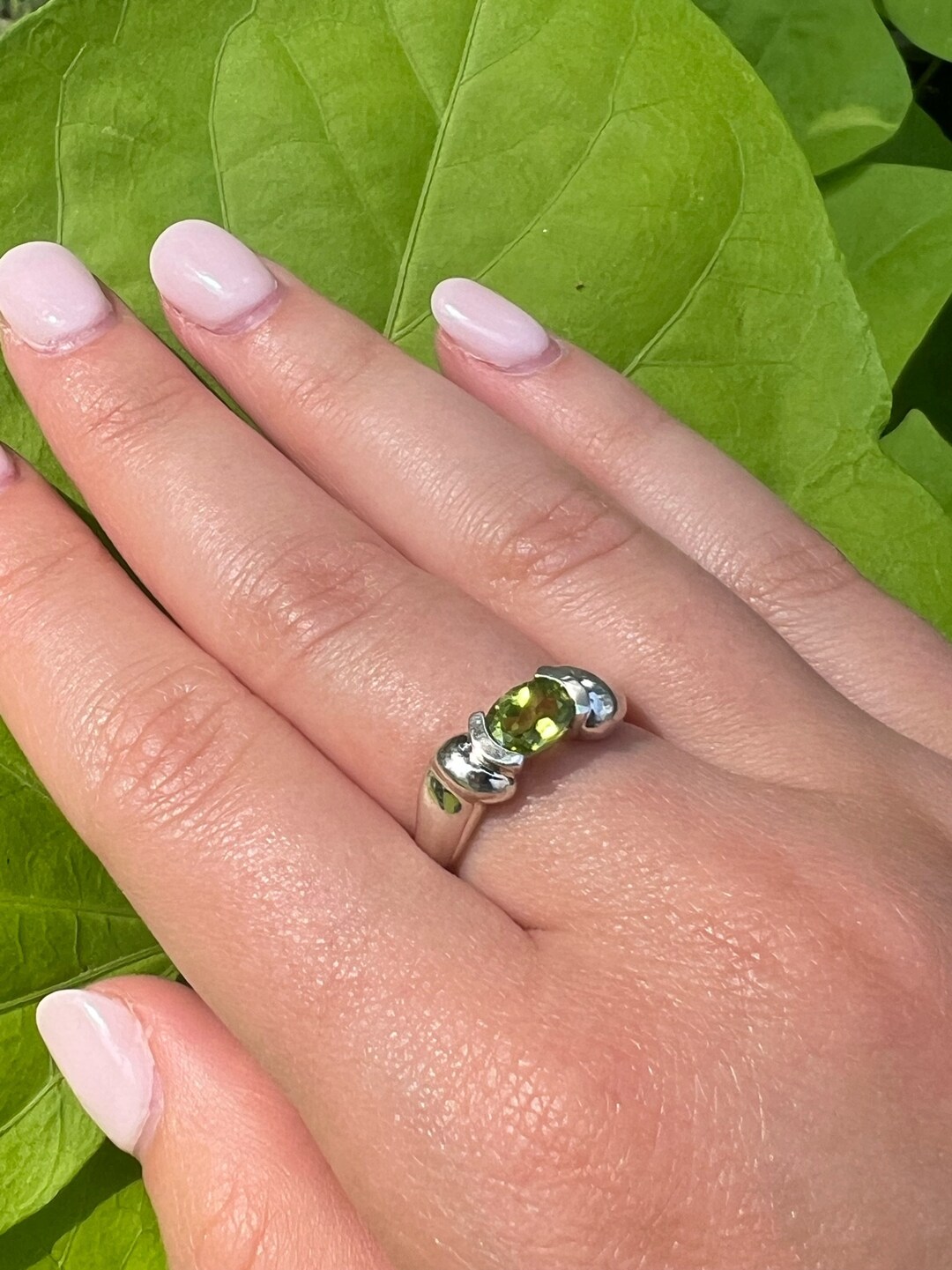 Genuine Peridot Ring in Solid 925 Sterling Silver 1.1ct Natural Stone ...