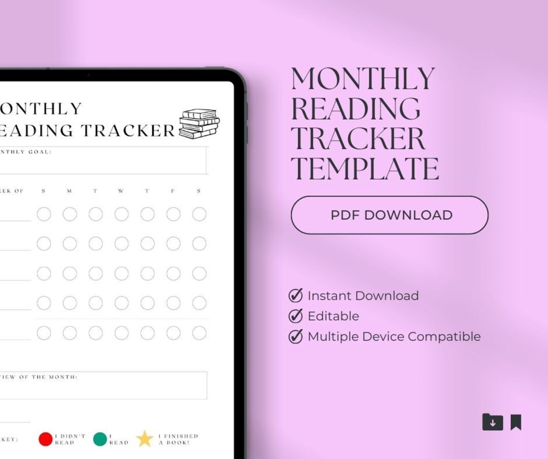 Printable Monthly Reading Challenge Trackerbook Planner PDF and ...