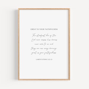 Lamentations 3:22-23 Bible Verse Print, Great is Your Faithfulness ...