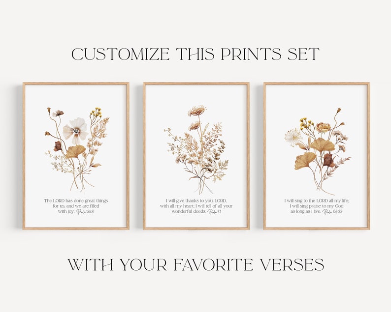 Custom Printable Christian Wall Art, Modern Scripture Wall Art, Set of ...