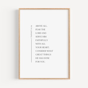 Above All Fear the Lord and Serve Him Faithfully, 1 Samuel 12: 24 Bible ...