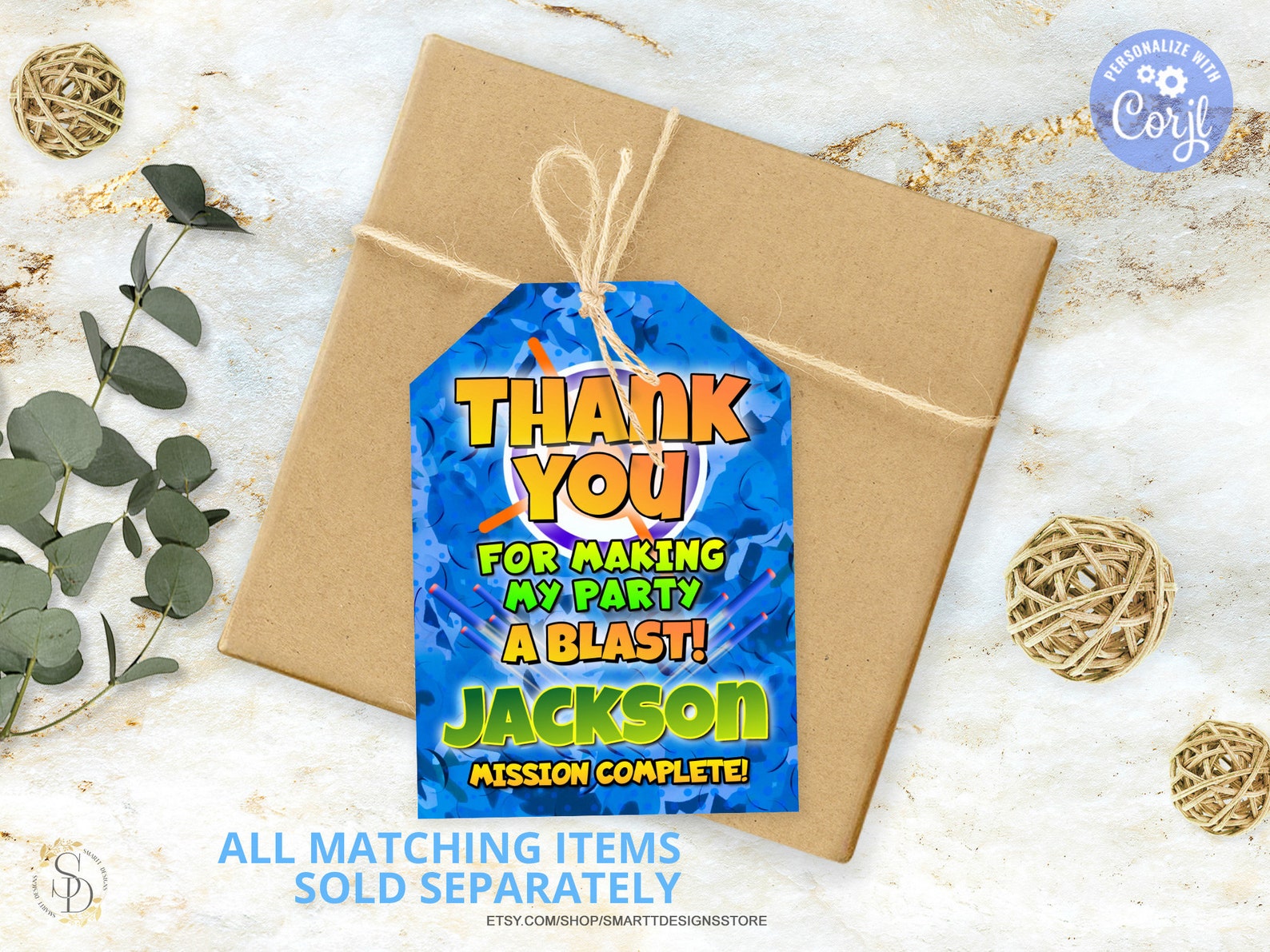 Editable Dart Gun Birthday Thank You Card Gun Blasters Battle - Etsy