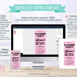 Editable Girls Slumber Party Text Invite, Sleepover Party Mobile Phone ...