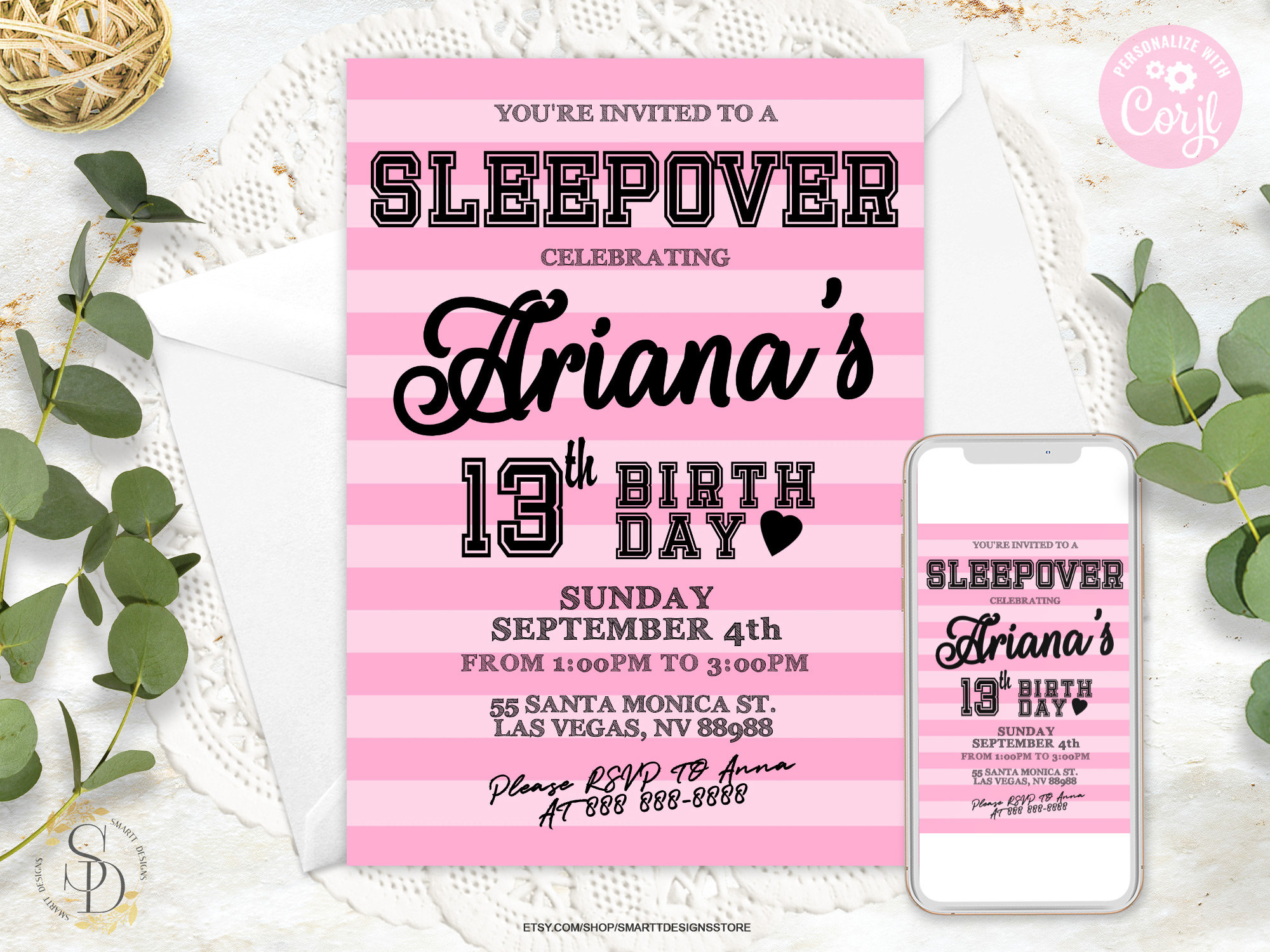 Editable Sleepover Party Invite, Slumber Party Invitation Template ...