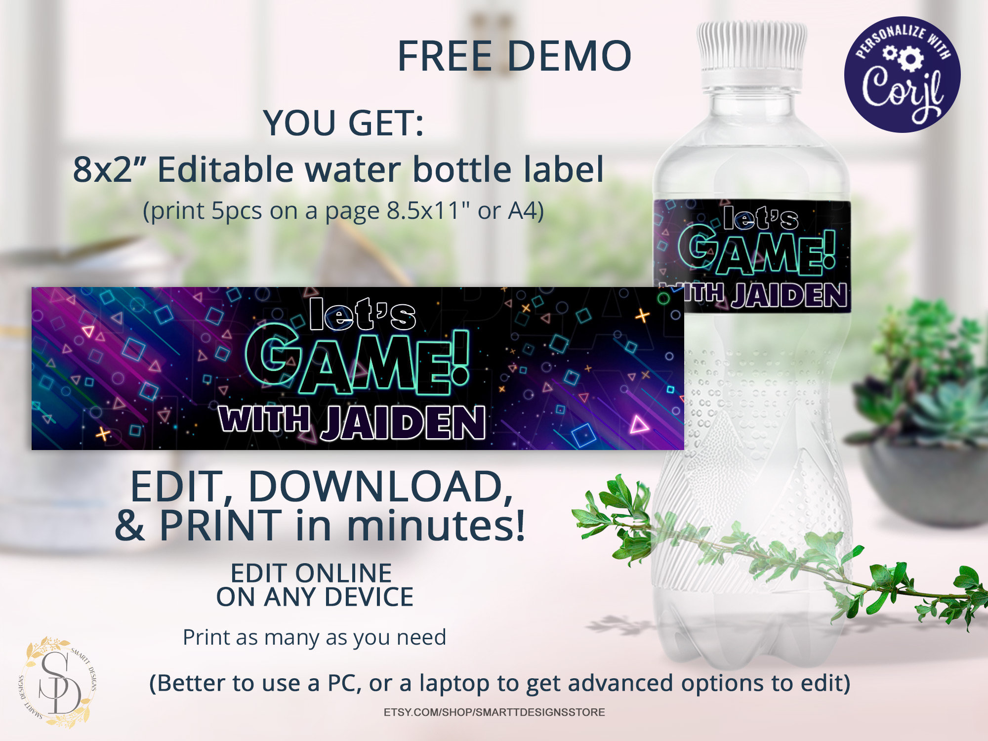 Editable Video Game Party Water Bottle Labels (digital) - Etsy