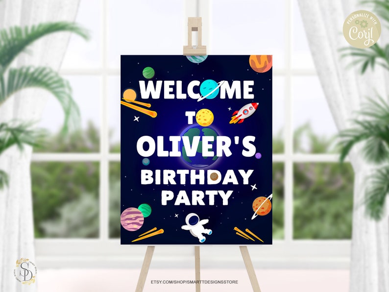 Editable Outer Space Party Welcome Sign Template, Out of This World ...