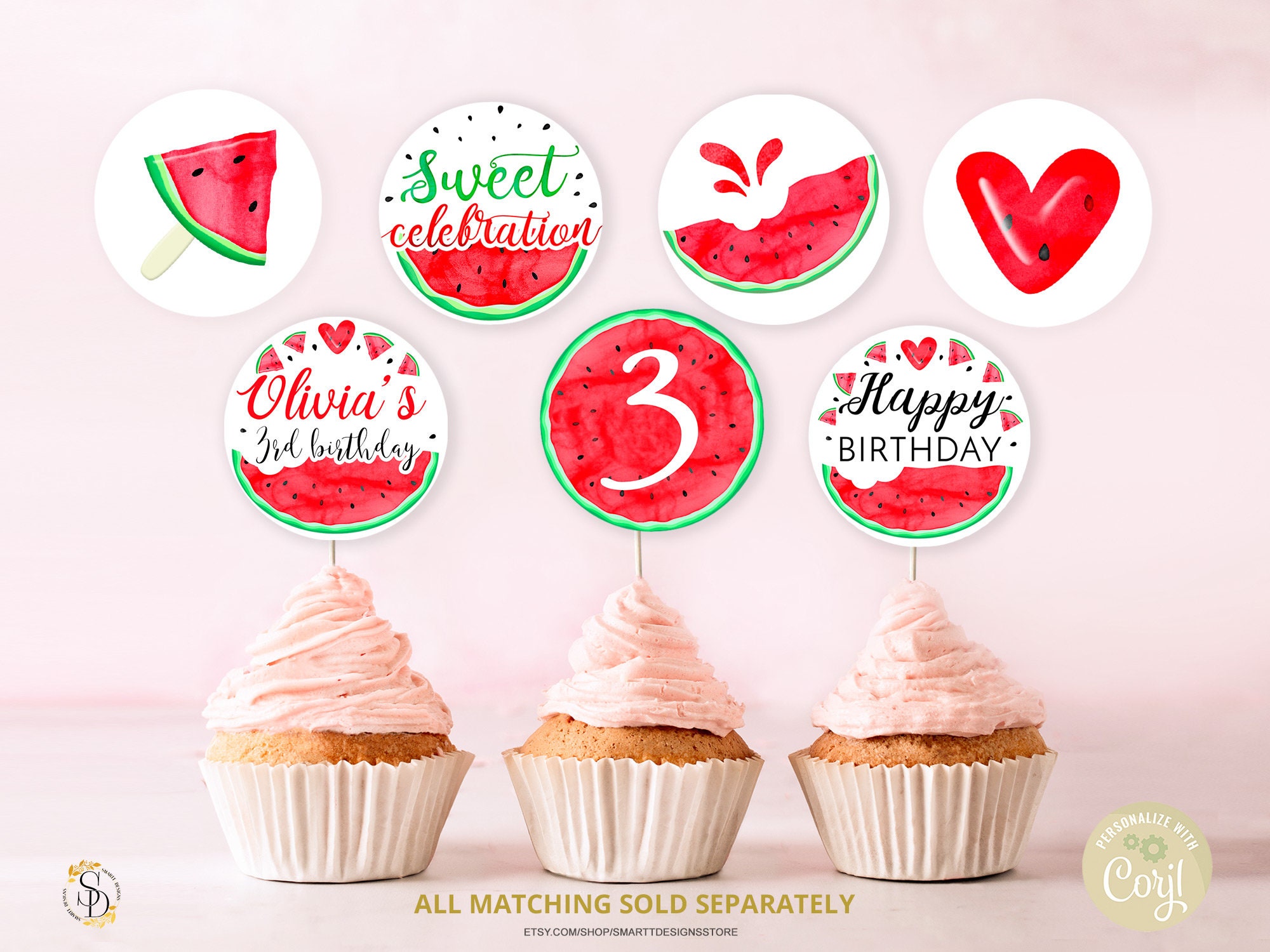 Editable Sweet Melon Summer Party Celebration Bottle Labels, Watermelon ...