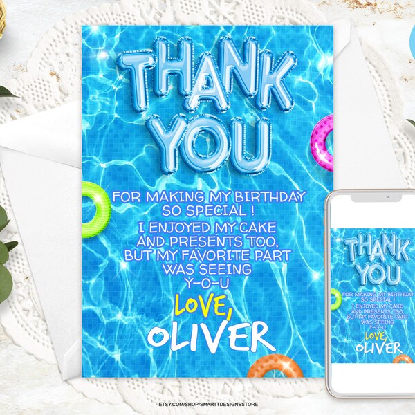 Luau Thank You Card - Etsy