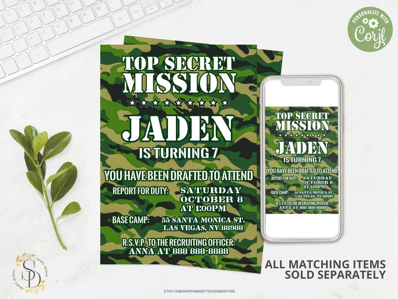 Editable Army Birthday Thank You Tag, Boy Military Party Favor Labels ...