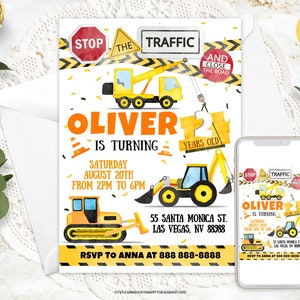 Editable Construction 2nd Birthday Party Invitation Dump - Etsy