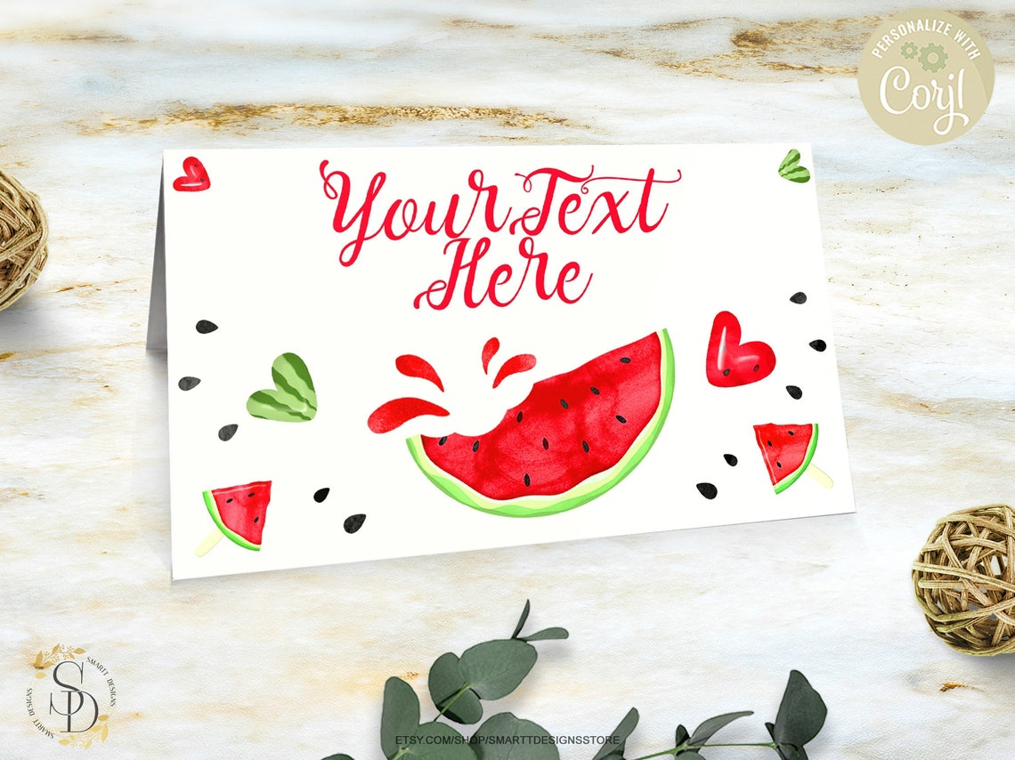 Editable Watermelon Food Label Template, Girl Birthday Decor, Red Sweet ...