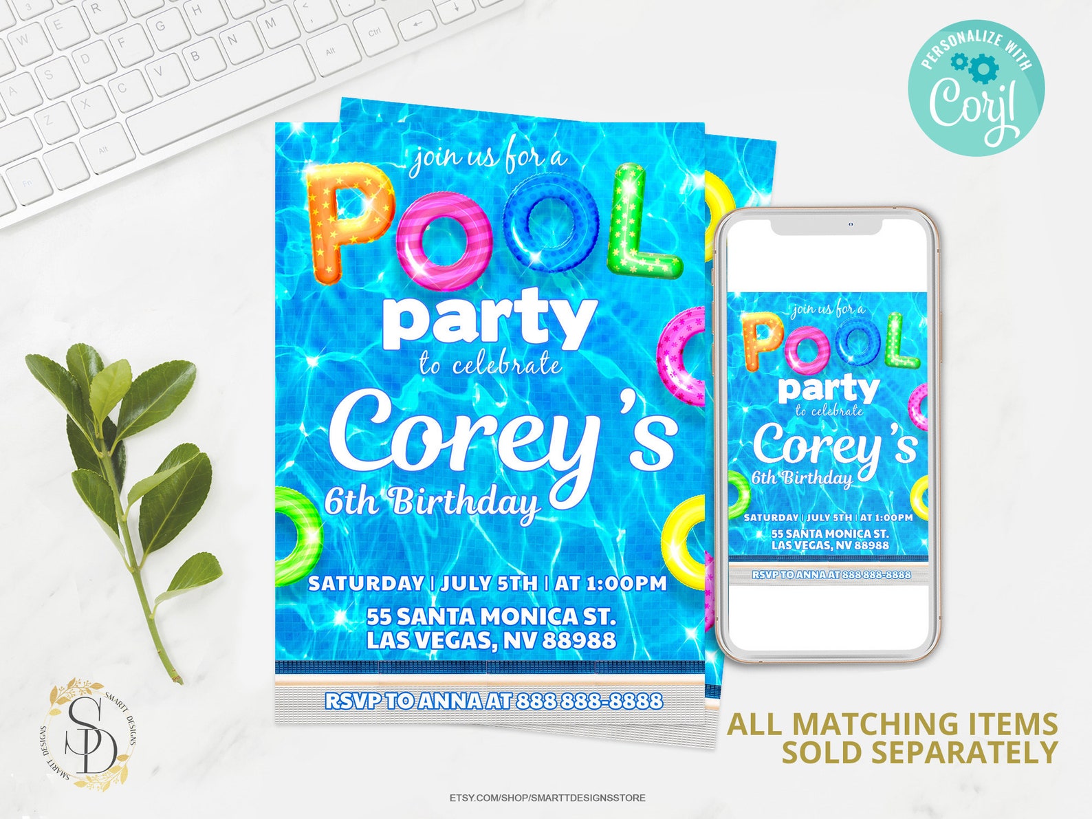Editable Pool Birthday Party Gift Labels Swimming Party - Etsy