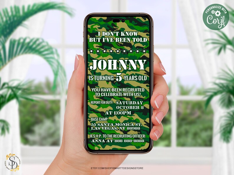 Editable Army Birthday Thank You Tags, Boy Military Party Favor Labels ...