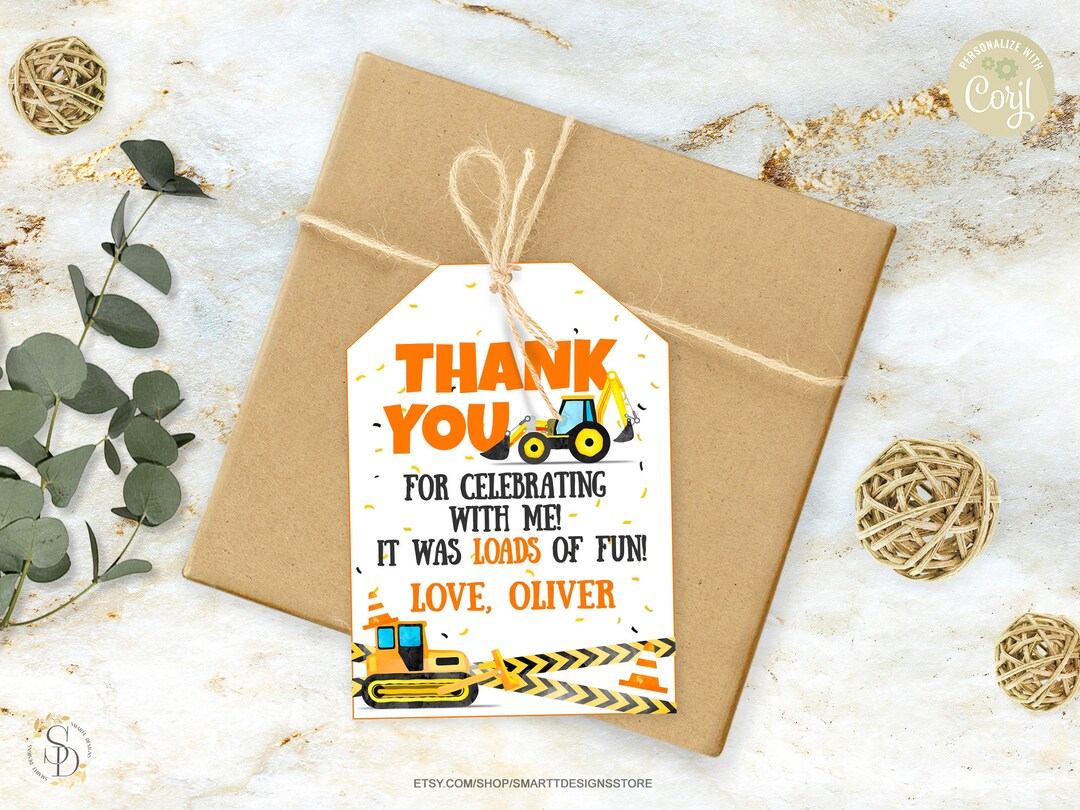 Editable Construction Birthday Favor Labels, Dump Truck Party Printable ...