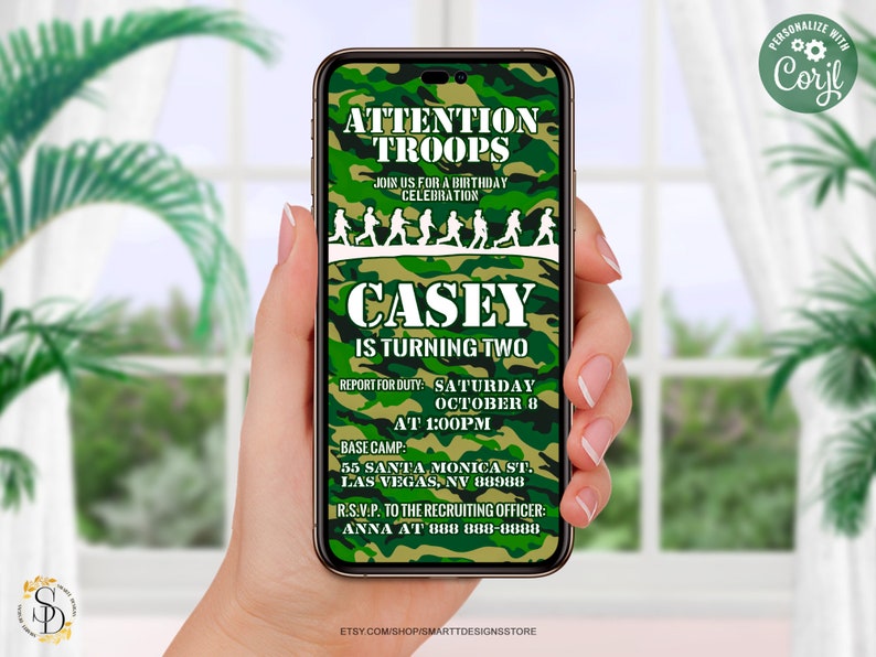 Editable Army Birthday Party Water Bottle Labels, Military Party Water ...