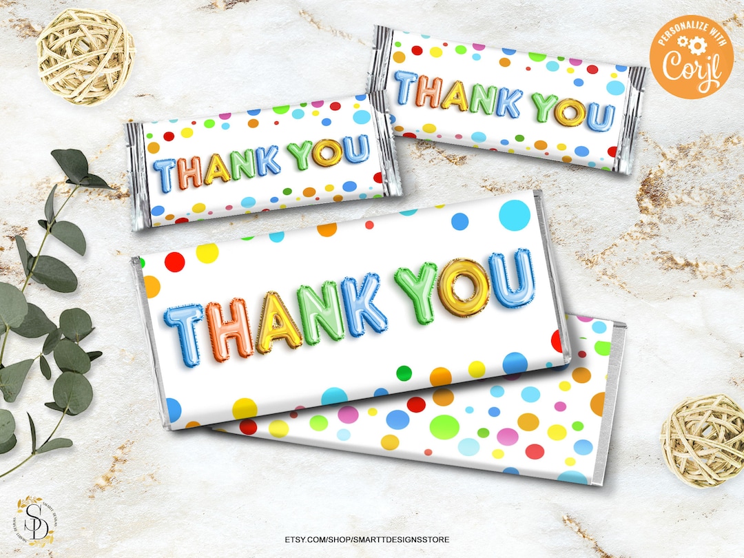 Thank You Candy Bar Wrappers, Thank You Polka Dots Hershey's Favor ...