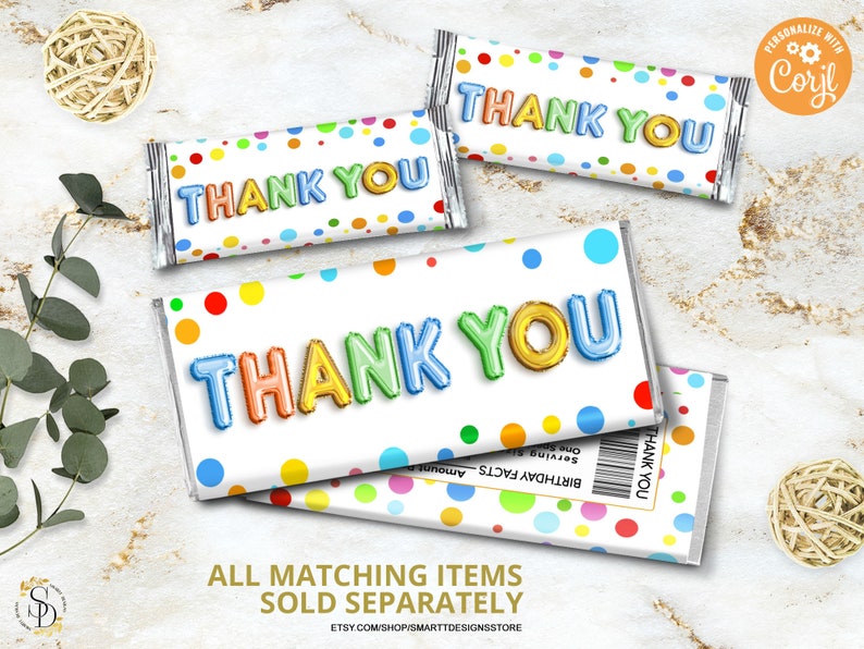 Editable Polka Dots Birthday Thank You Tag Kids Party Favor - Etsy