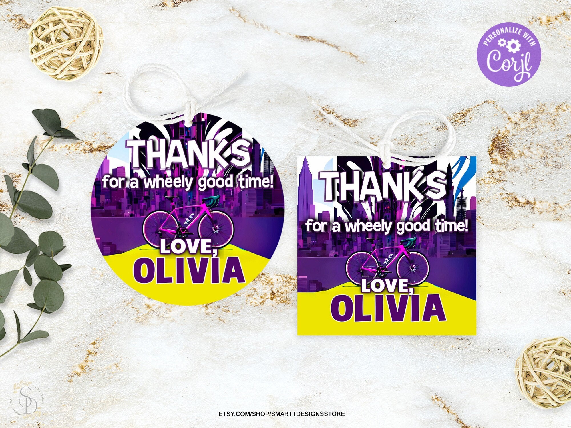 Editable Bicycle Bike Printable Party Favor Tags, Bike Bicycle Birthday ...