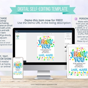 Editable Polka Dots Birthday Thank You Tag, Kids Party Favor Labels ...