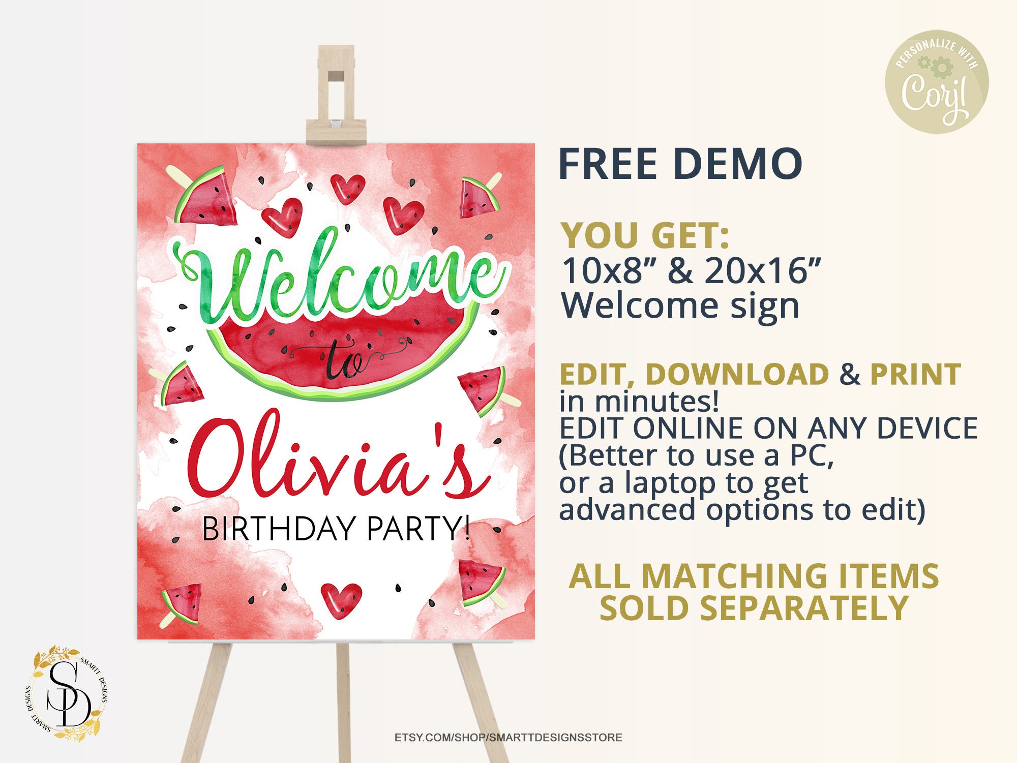 Editable Sweet Melon Summer Party Celebration Bottle Labels, Watermelon ...