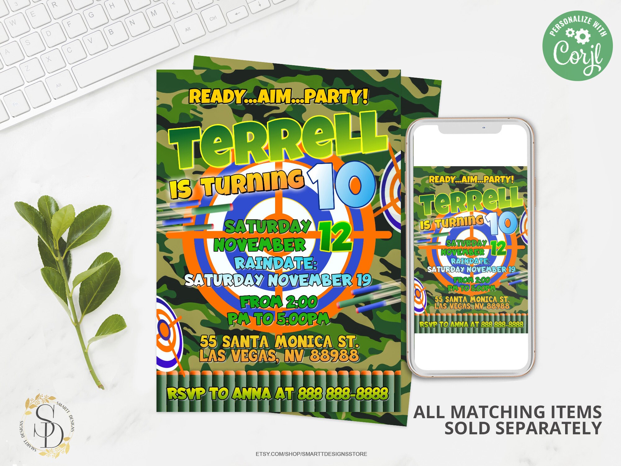 Editable Dart Gun Birthday Thank You Card Gun Blasters Battle - Etsy