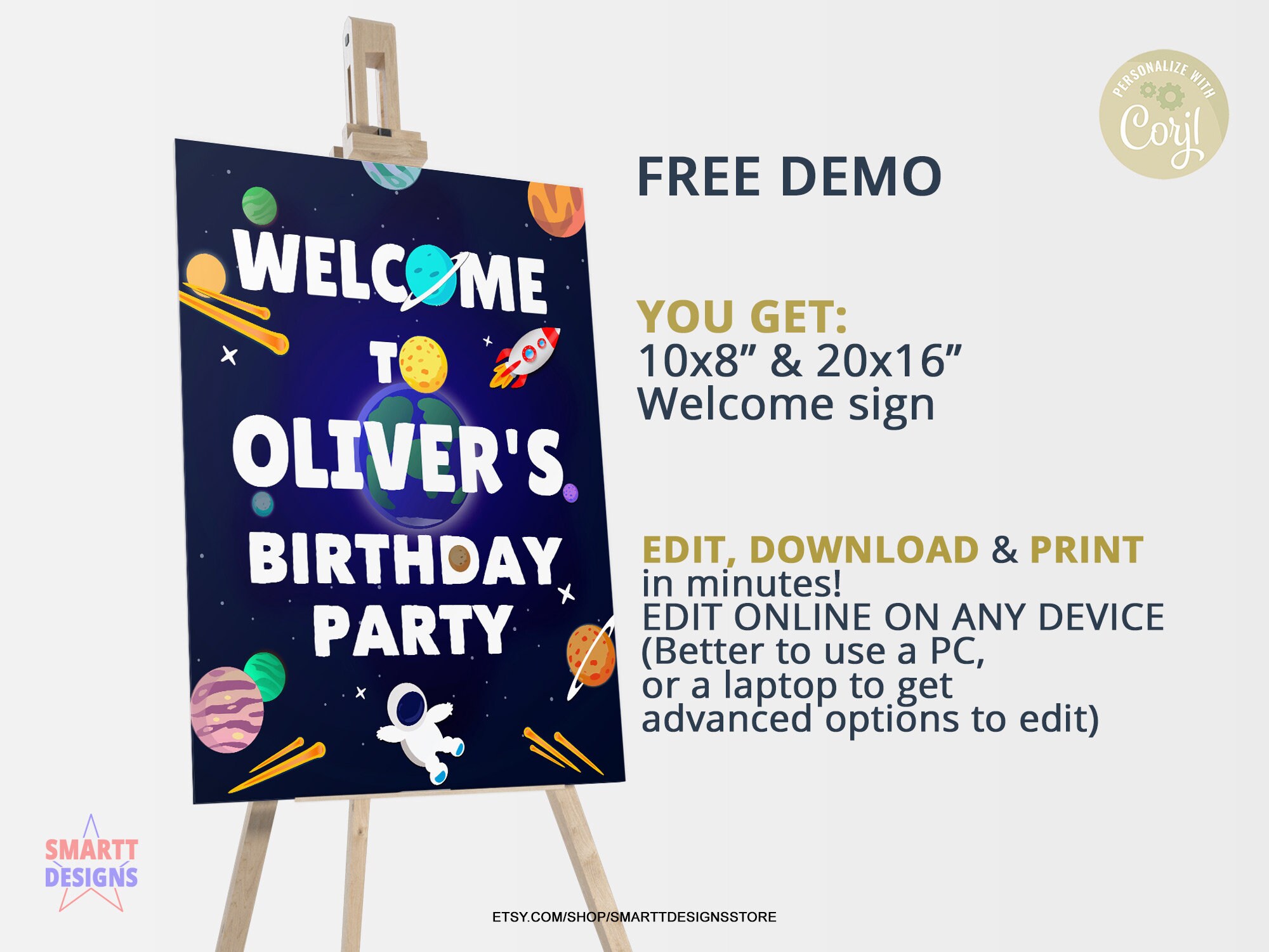 Editable Outer Space Party Welcome Sign Template Out of This - Etsy