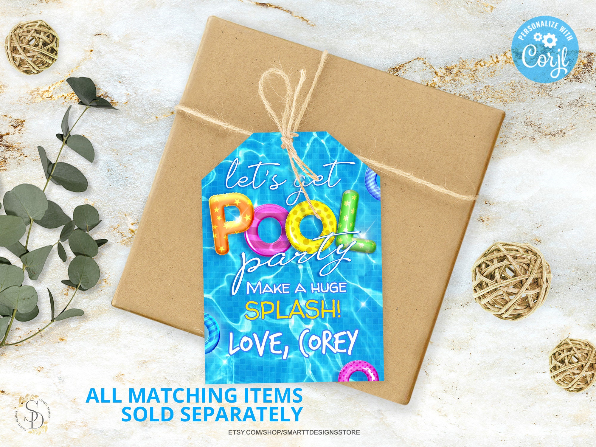 Pool Party Favor Tags: Swimming Birthday Gift Labels (digital Download ...