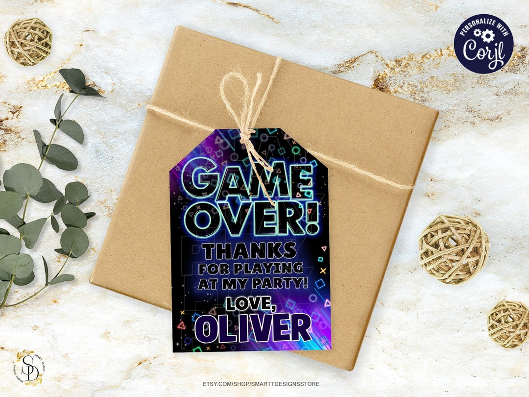 Editable Game Over Thank You Tags, Gamer Party Supply, Printable Video ...