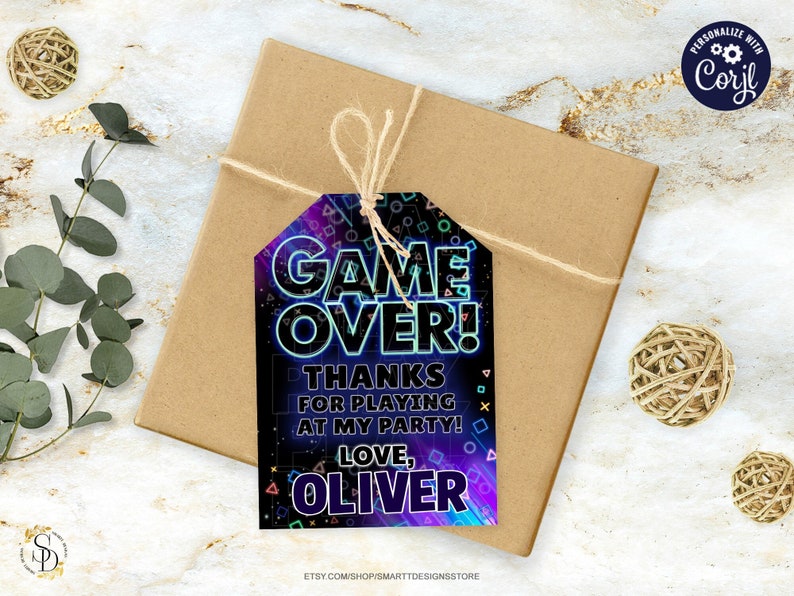 Editable Game Over Thank You Tags, Gamer Party Supply, Printable Video ...
