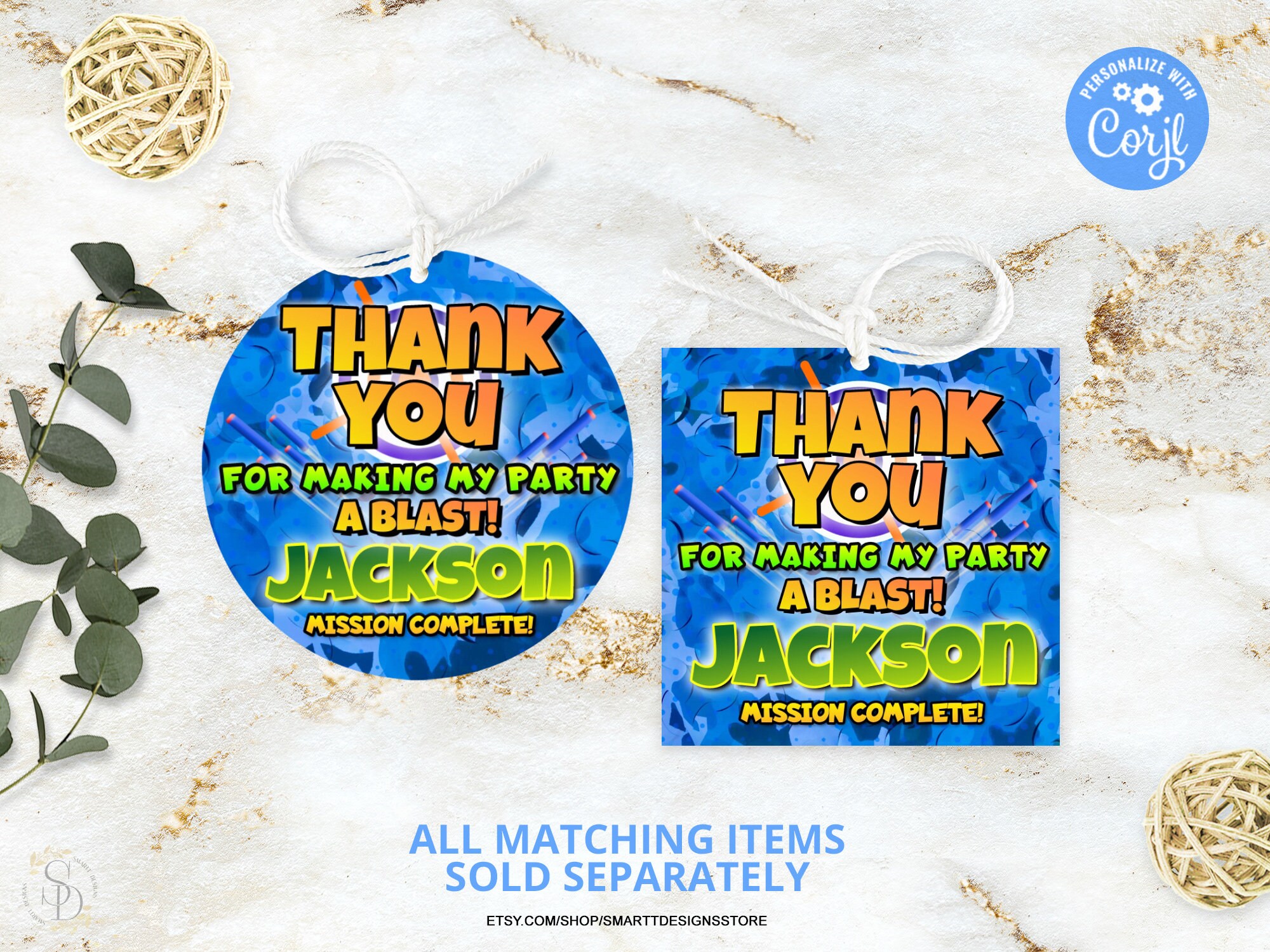 Editable Dart Gun Birthday Thank You Card Gun Blasters Battle - Etsy