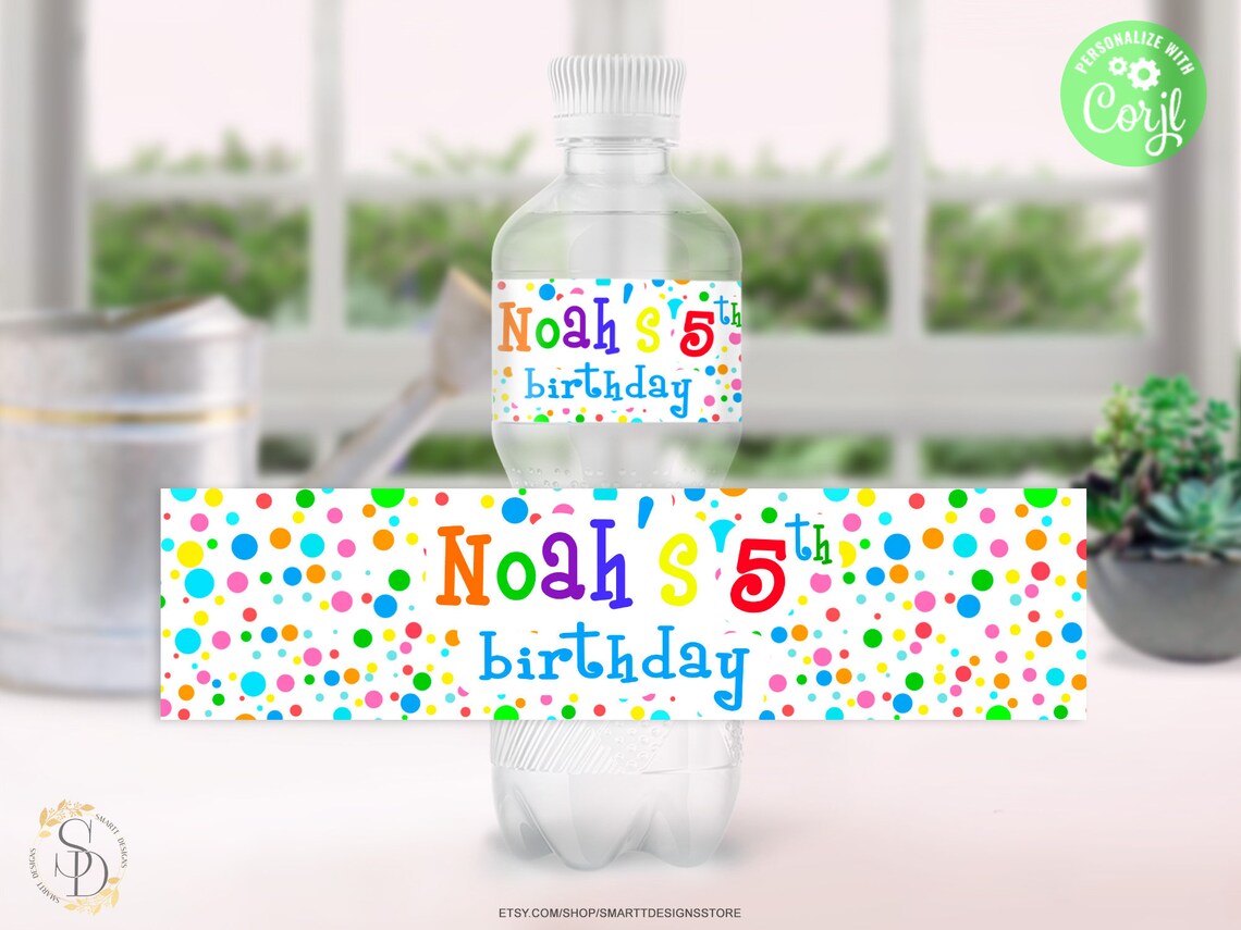 Editable Polka Dots Water Bottle Labels Birthday Party - Etsy