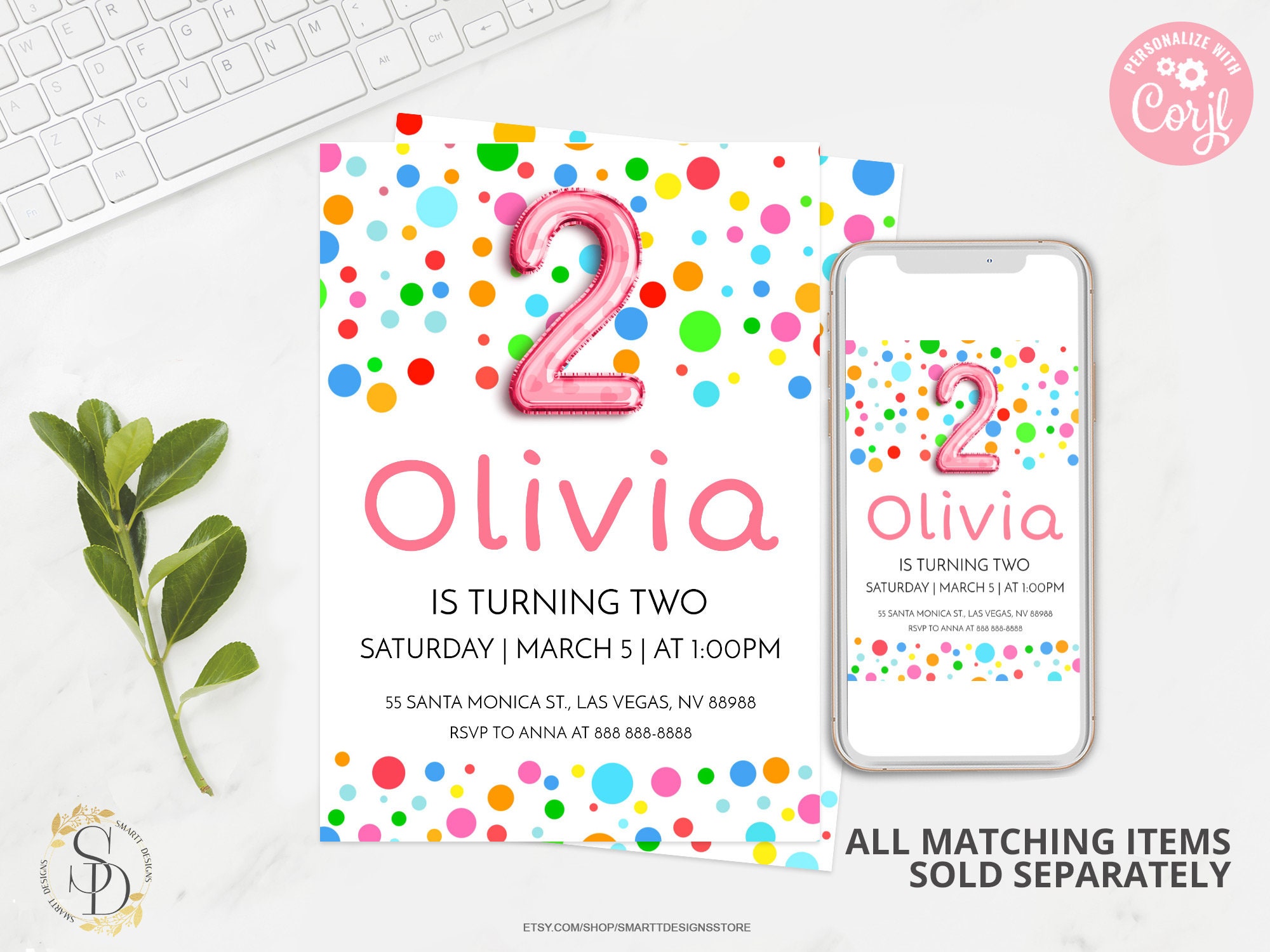 Editable Polka Dots Girl Birthday Thank You Tags Colorful - Etsy