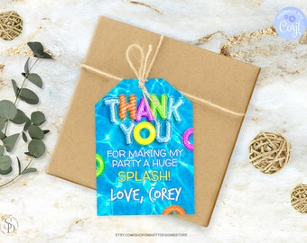 Pool Party Favor Tag Template Printable Swimming Birthday - Etsy