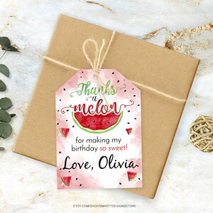 Editable Girl Birthday Watermelon Favor Tag Template, Girls Sweet ...