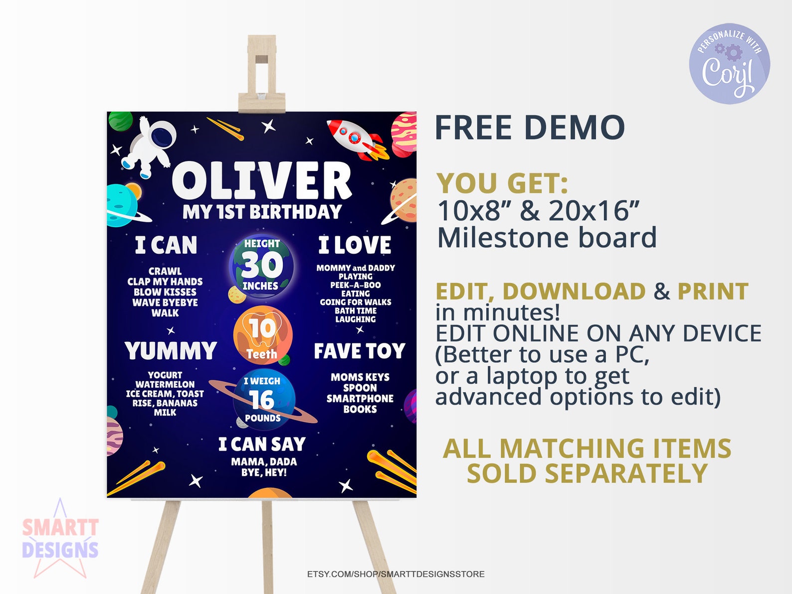 Editable Outer Space Happy Birthday Banner, Personalized Boy First ...