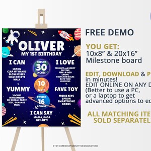 Editable Outer Space Happy Birthday Banner, Personalized Boy First ...