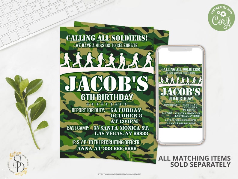 Editable Army Birthday Thank You Tag Boy Military Party Favor - Etsy