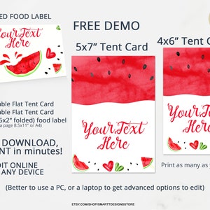 Editable Watermelon Food Label Template, Girl Birthday Decor, Red Sweet ...
