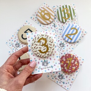 Birthday Number Badge, Age Badge, Patterned Fabric Badge - Etsy