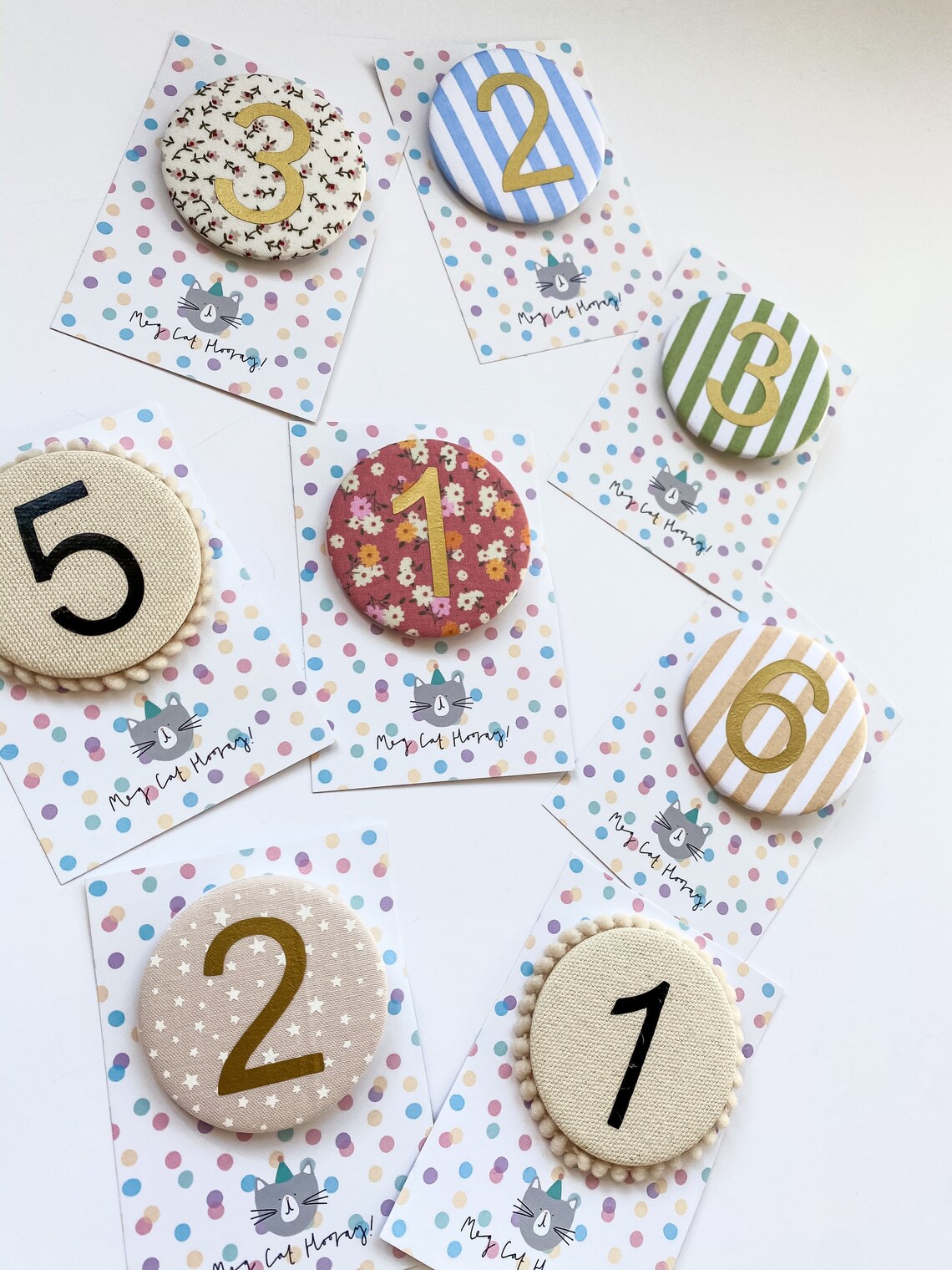 Birthday Number Badge Age Badge Patterned Fabric Badge - Etsy UK