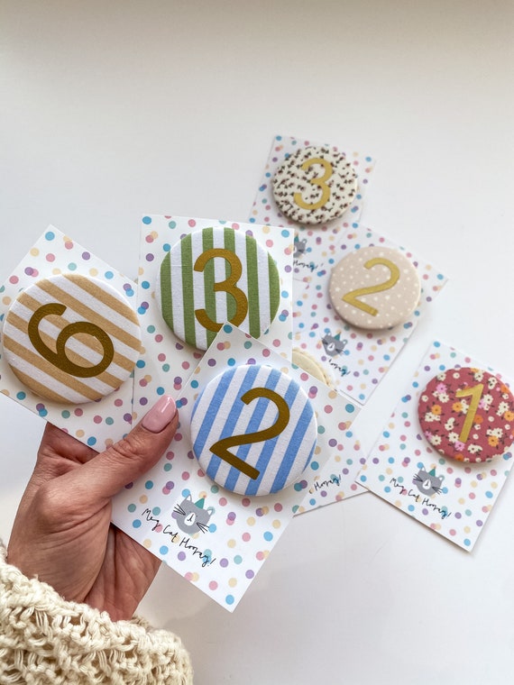 Birthday Number Badge Age Badge Patterned Fabric Badge - Etsy UK