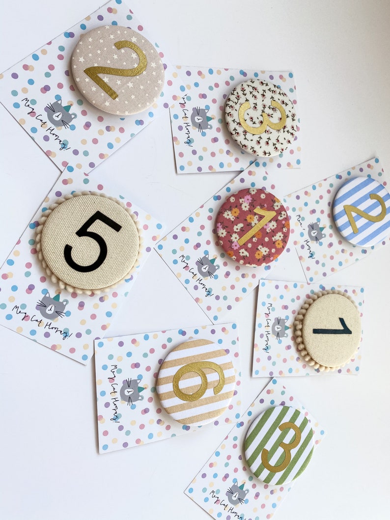 Birthday Number Badge Age Badge Patterned Fabric Badge - Etsy